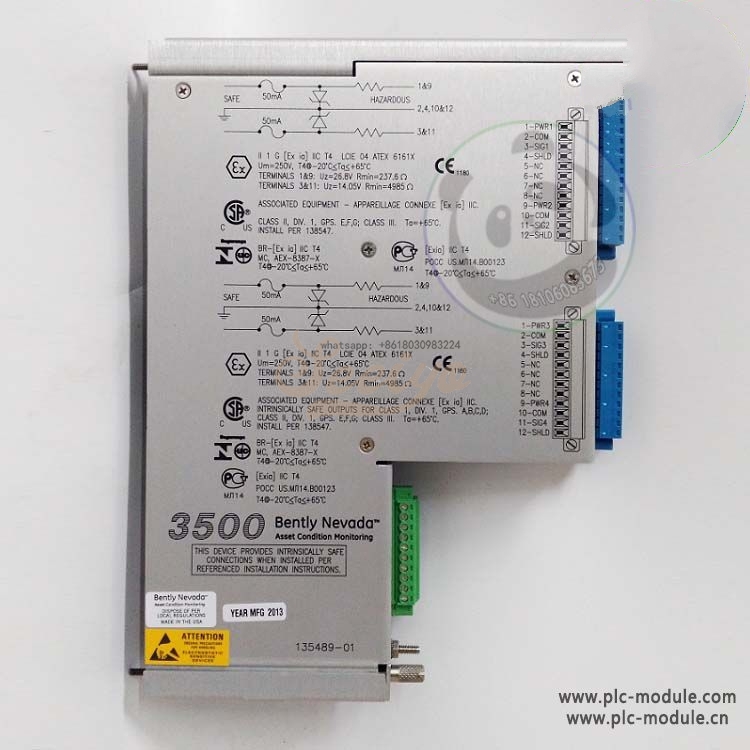 Bently Nevada 135489-01 （3500/42 I/O Module with Internal Barriers ...